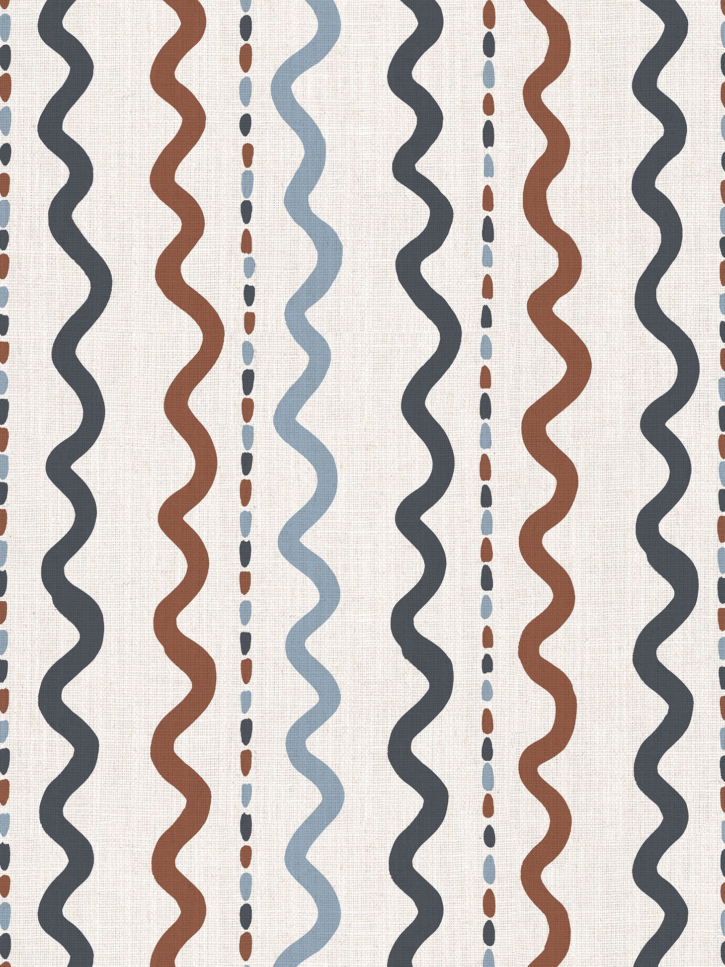 Wiggle Stripe - Rust Blue | Luxury Pencil Pleat Curtains – The Honesty ...